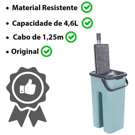 Rodo Flat Mop Balde Lava E Seca Profissional Com 2 Refil Shopee Brasil