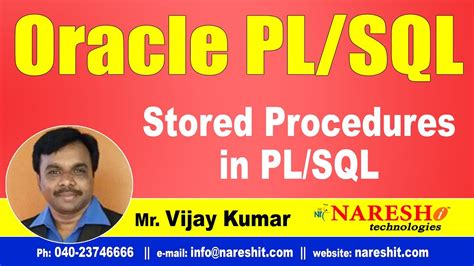 Stored Procedures In Pl Sql Oracle Pl Sql Tutorial Videos Mr Vijay Kumar Youtube