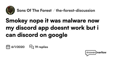 Smokey Nope It Was Malware Now My Discord App Doesnt Work But I Can