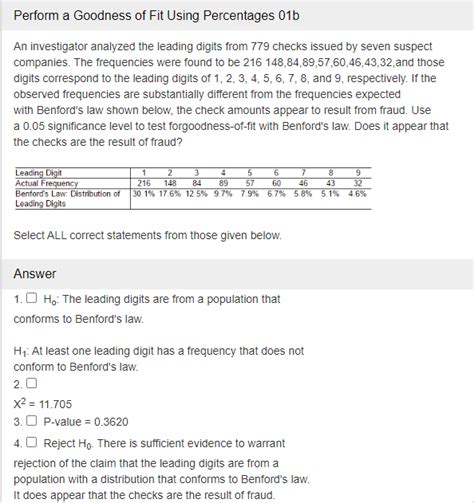 Solved An Investigator Analyzed The Leading Digits From 779