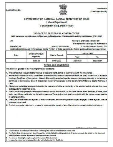 Electrical License In Delhi In Pan India In New Delhi Id 25311516548