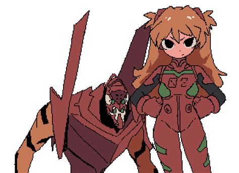 Souryuu Asuka Langley And Eva 02 Neon Genesis Evangelion Drawn By