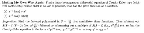 Solved Find The Diff Eq From The General Solutions Just One Chegg Com