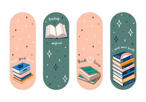 Cute Bookmarks Set Of Paper Bookmark Templates For Book Lovers Vertical