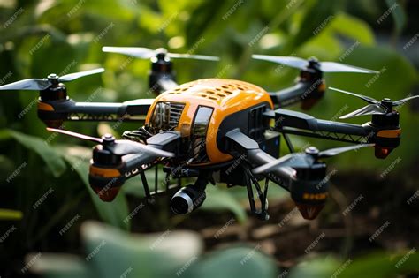 Premium Ai Image Digital Farming Empowered By Drone Crop Monitoring Generative Ai