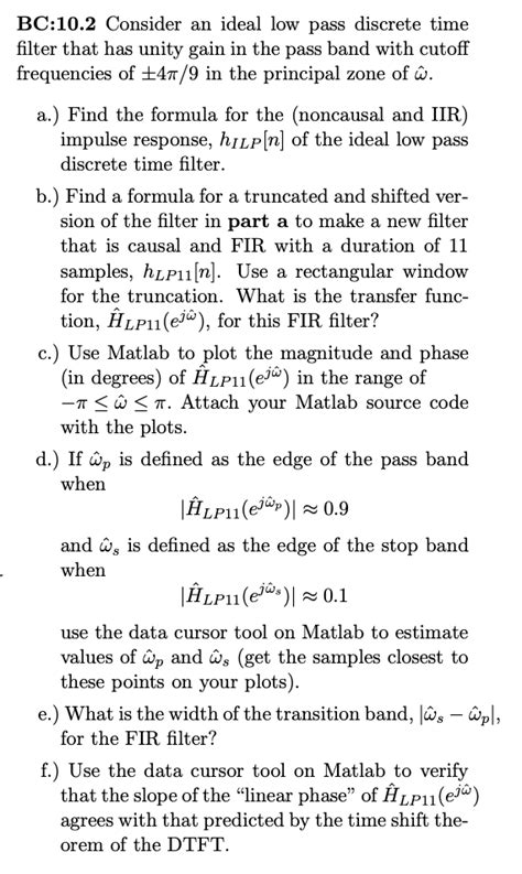 Solved BC Consider An Ideal Low Pass Discrete Time Chegg Com