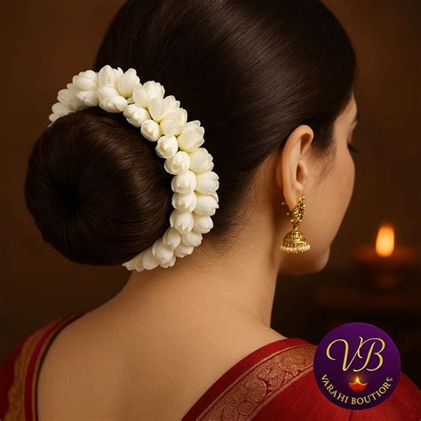White Mogra Flower Gajra For Bridal Bun Indian Wedding Hair Accessory