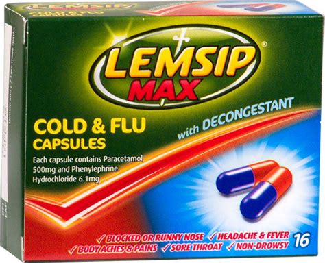 Lemsip Max Cold And Flu Decongestant Capsules 16pk
