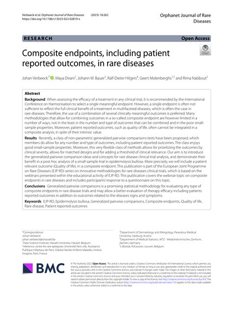 Pdf Composite Endpoints Including Patient Reported Outcomes In Rare Diseases