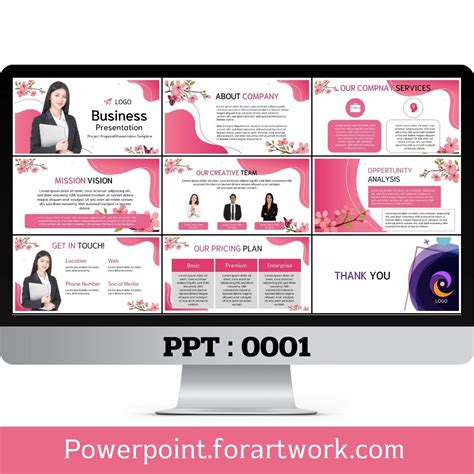 เทมเพลต Powerpoint สีชมพู ดอกซากุระ สำหรับนำเสนองานธุรกิจ 0001 เทมเพลต Powerpoint สวยๆ