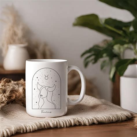 Minimalist Taurus Mug White Ceramic Taurus Mug Zodiac Ts For Taurus