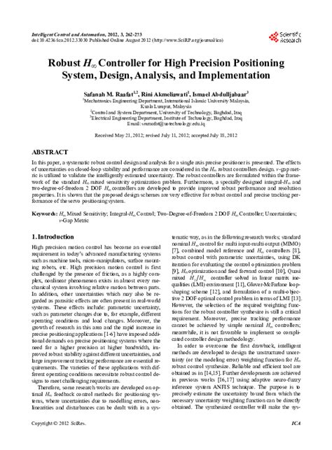 Pdf Robust H ∞ Controller For High Precision Positioning System