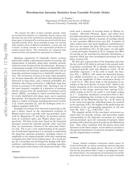 Pdf Wave Function Intensity Statistics From Unstable Periodic Orbits
