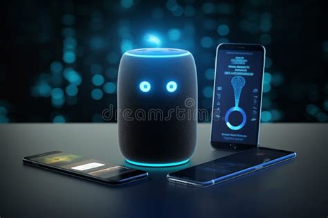 Chat Bot Interface On A Smart Speaker With Speech Bubbles And A Circuit
