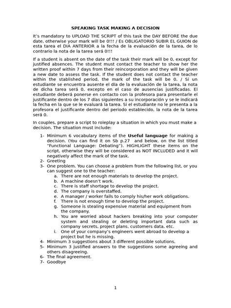 Speaking Task 2 Pdf Human Communication