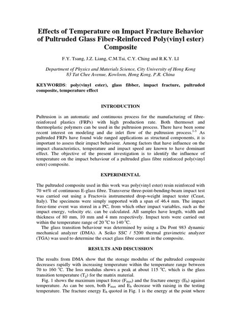 Effects Of Temperature On Impact Fracture Behavior Of Pultruded Glass Fiber Reinforced Poly
