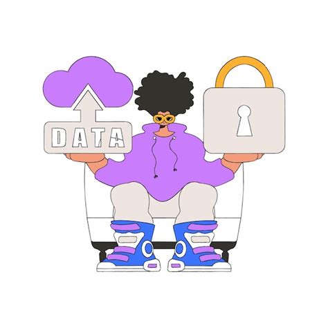 Premium Vector Person With Cloud Storage And Padlock