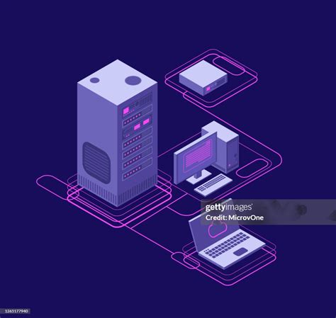 Computer Synchronization Data Network Management Isometric Devices Networking Servers Cloud