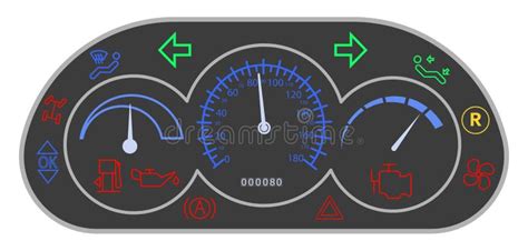 Car Dashboard Car Control Panel Interface Colored Car Dashboard Icons Stock Vector