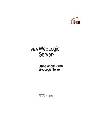 Fillable Online BEA WebLogic Server Release 6 0 Documentation Oracle Docs Fax Email Print