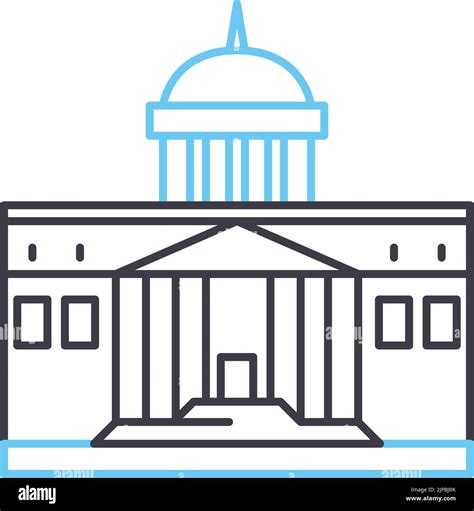 Government Building Line Icon Outline Symbol Vector Illustration Concept Sign Stock Vector