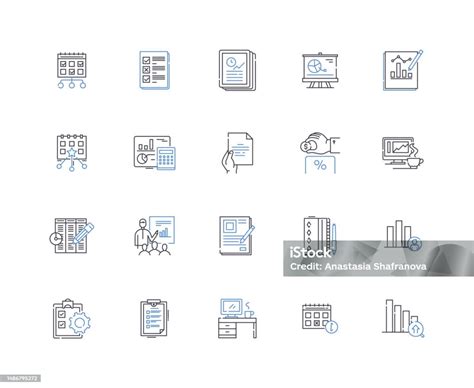 시간표 일정 라인 아이콘 모음입니다 루틴 의제 일정 프로그램 계획 달력 배열 벡터 및 선형 그림 플래너 일정 의제 개요 표지판 세트 다이어리에 대한 스톡 벡터 아트 및 기타