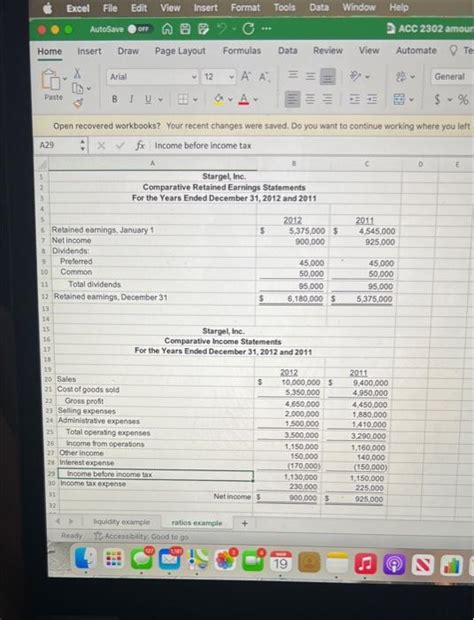 Open Recovered Workbooks Your Recent Changes Were Chegg Com