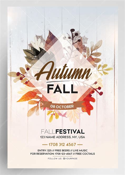 Premium Psd White Autumn Fall Festival Event Flyer Template