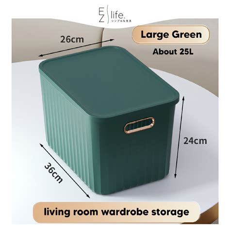 EzLife Luxury Storage Box With Handle Lid Large Capacity Wardrobe Multipurpose Stackable