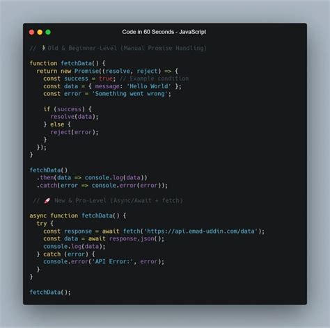 Codein60seconds Javascript Asyncawait Webdevelopment Codein60seconds Emad Uddin