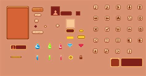 wooden game ui 2d icons unity asset store