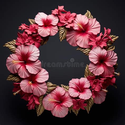 Designing A Neoclassicism Inspired Hibiscus Wreath Fabric Pattern Stock