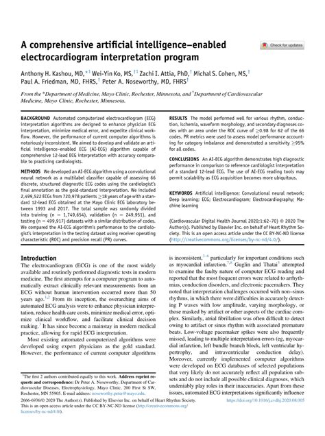 Pdf A Comprehensive Artificial Intelligence Enabled Electrocardiogram Interpretation Program