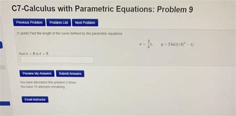 Solved C7 Calculus With Parametric Equations Problem 9