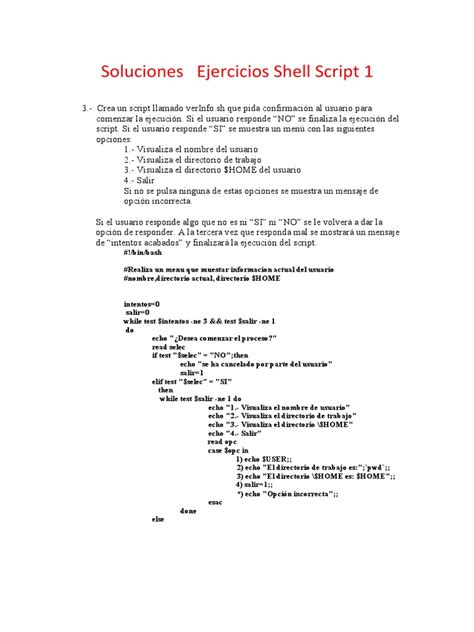 Soluciones Ejercicios Shell Script Pdf Descargar Gratis Pdf Archivo De Computadora