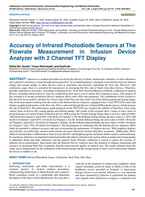 Pdf Accuracy Of Infrared Photodiode Sensors At The Flowrate Measurement In Infusion Device