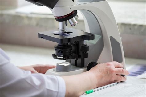 Premium Photo Part Of A Laboratory Microscope In A Hospital With The