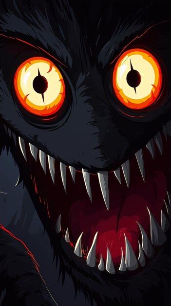Monster With Glowing Eyes And Sharp Teeth Premium Ai Generated Image
