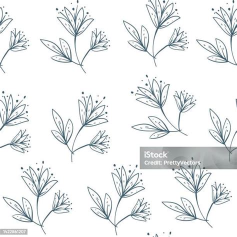 꽃 꽃 식물 자연 라인 아트 스케치 원활한 패턴 추상적 인 개념 그래픽 디자인 요소 벡터 일러스트 레이 션 0명에 대한 스톡