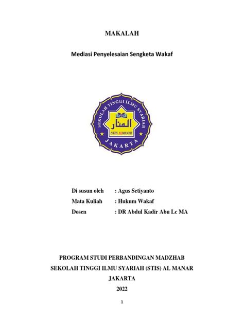 Tugas Agus Setiyanto Wakaf Pdf
