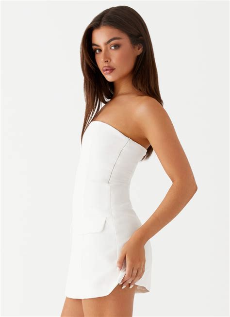 Allora Strapless Mini Dress White Peppermayo