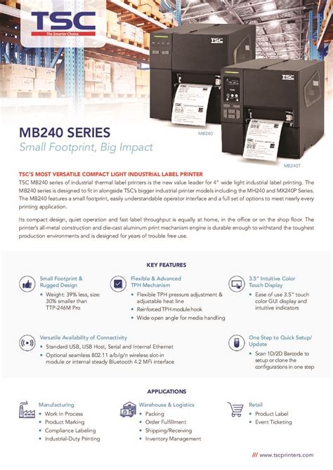 TSC MB Series Industrial Barcode Label Printer Accurate Labelling