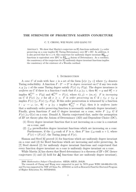 Pdf The Strength Of The Projective Martin Conjecture