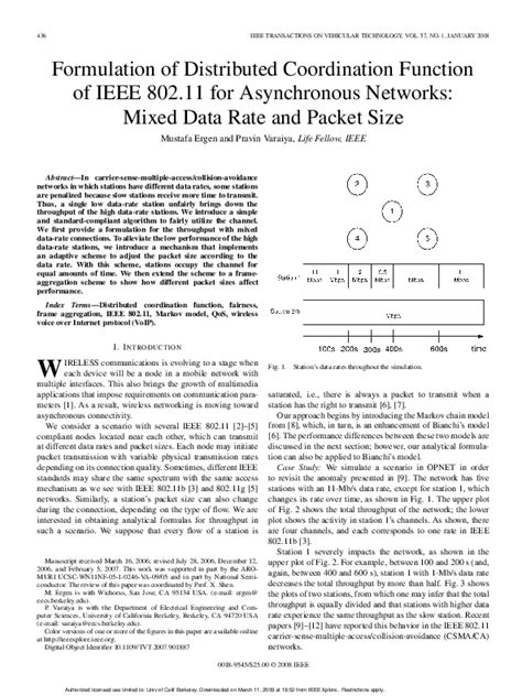 Pdf Formulation Of Distributed Coordination Function Of Ieee 80211 For Asynchronous Networks