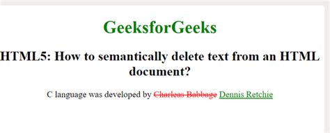 How To Semantically Delete Text From An Html Document Geeksforgeeks