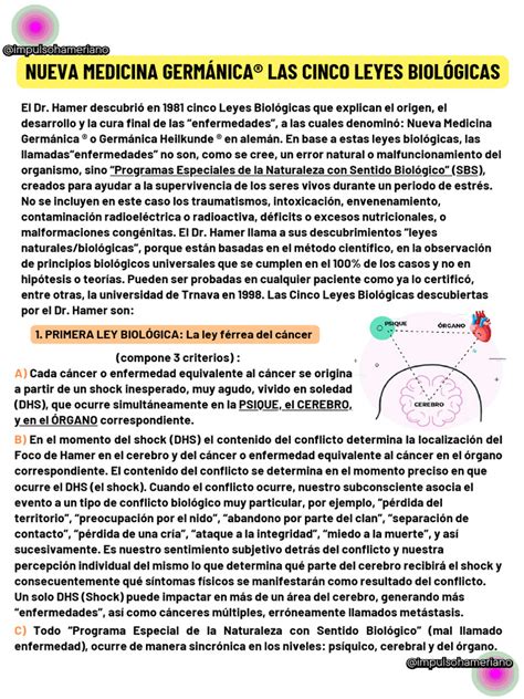 Nueva Medicina GermÁnica® Las Cinco Leyes BiolÓgicas Impulsohameriano