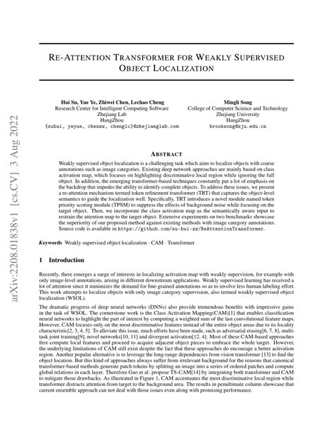 Pdf Re Attention Transformer For Weakly Supervised Object Localization
