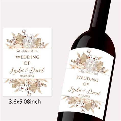 Wine Bottle Labels Wedding Boho Wedding Guest Book Labels Modern