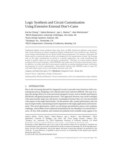 Pdf Logic Synthesis And Circuit Customization Using Extensive Web