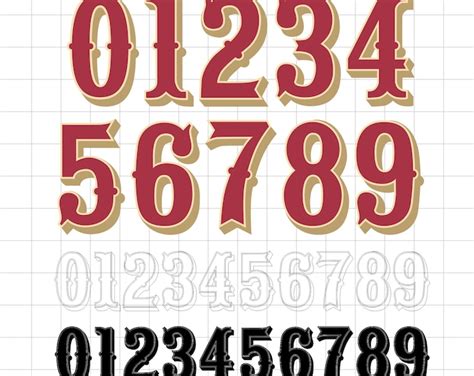49ers Football Jersey Number Svg San Francisco Team Colors Digital